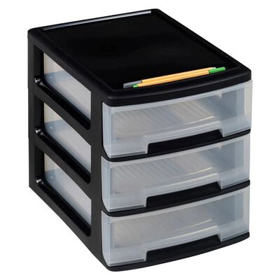 Curver Schreibtisch-Schubladenbox Babel A4 3x5L Schwarz Transparent ...