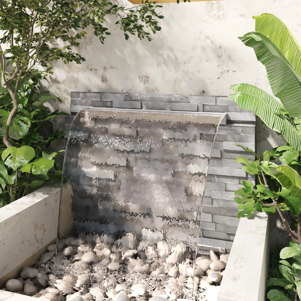 vidaXL Pool-Wasserfall Rechteckig Edelstahl 110 cm | vidaXL.at