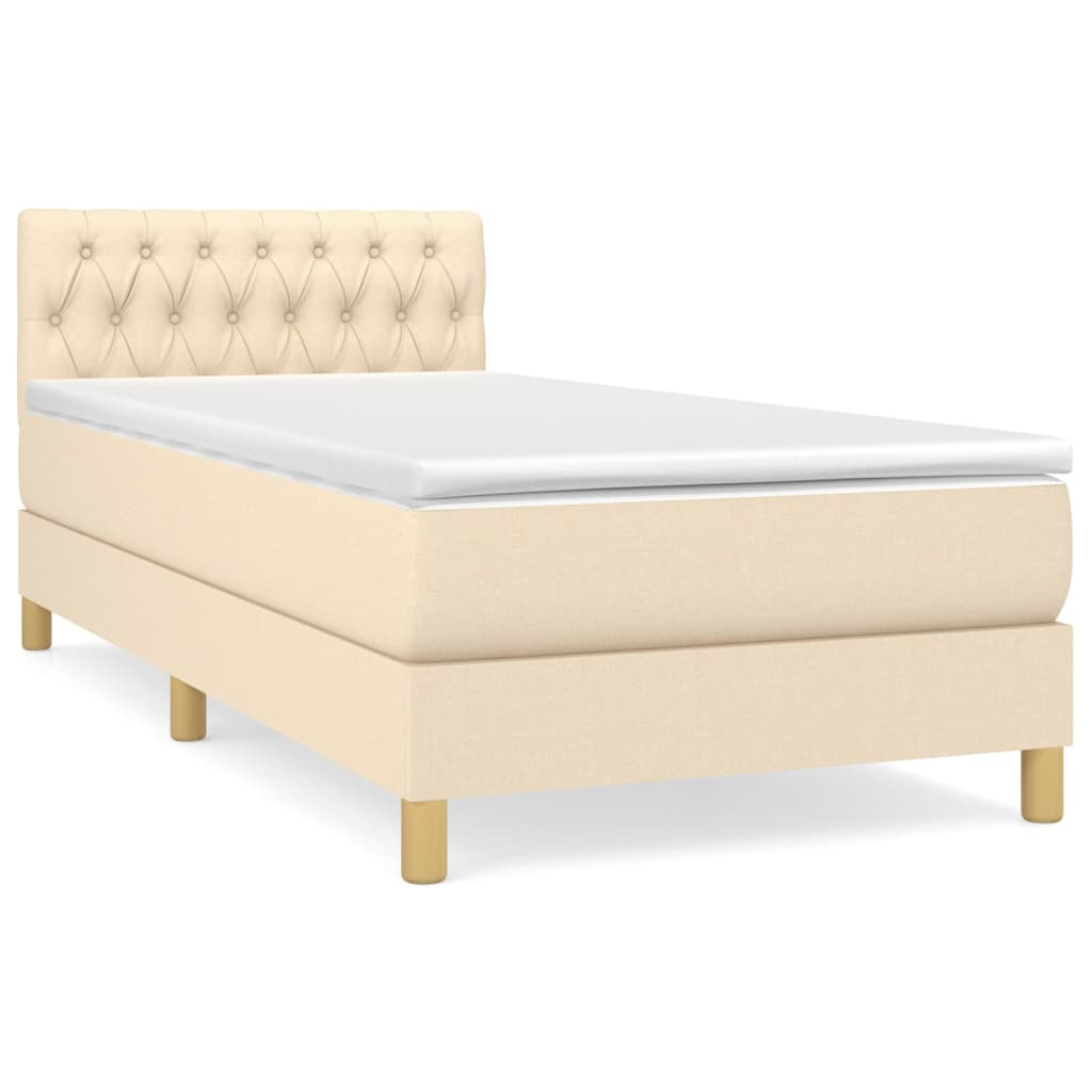 vidaXL Boxspringbett mit Matratze Creme 90x200 cm Stoff | vidaXL.at