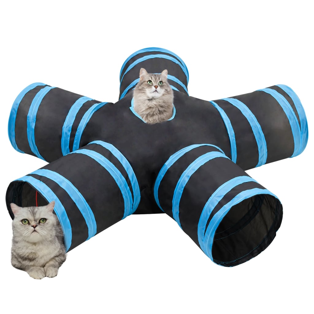 vidaXL Katzentunnel 5-Wege Schwarz und Blau 25 cm Polyester | vidaXL.at