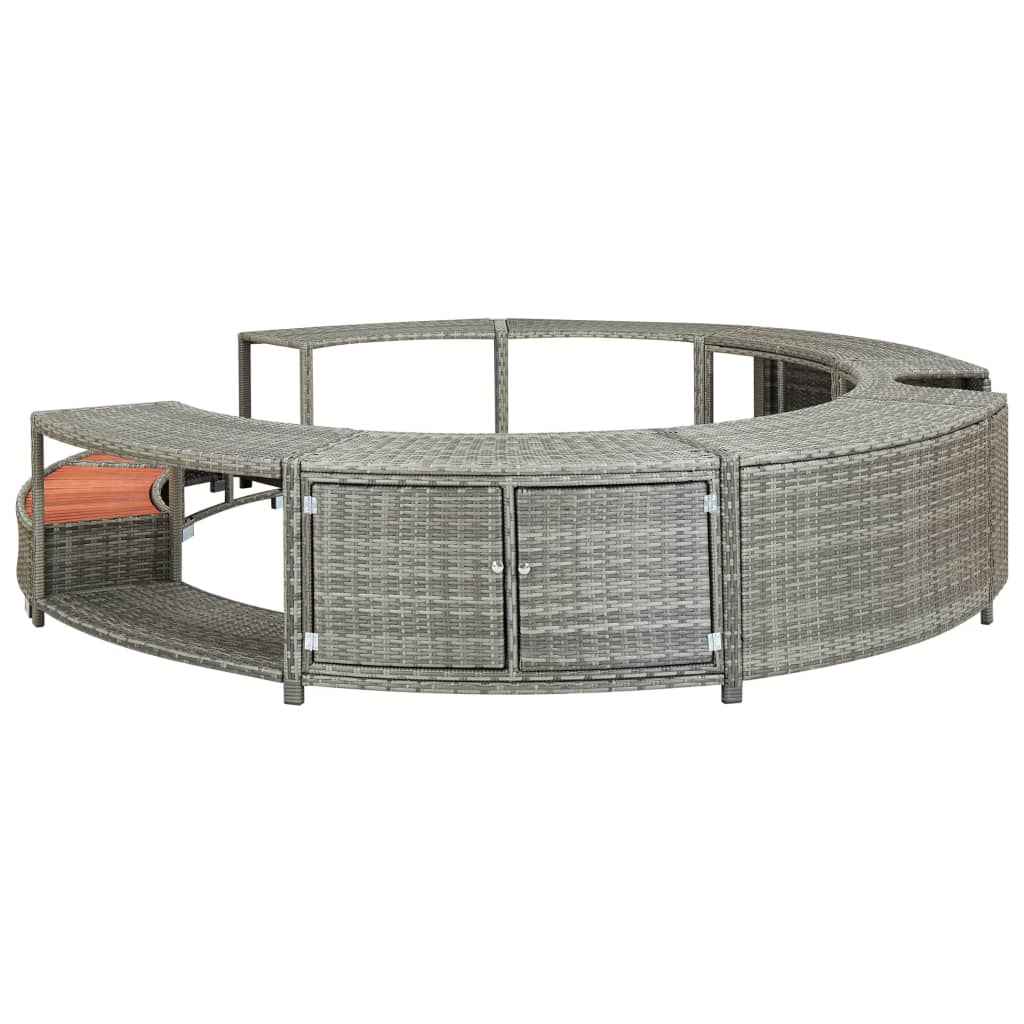 vidaXL Whirlpool-Umrandung Grau Poly Rattan | vidaXL.at