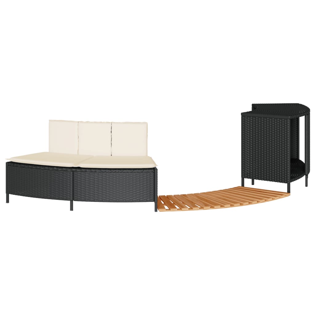 vidaXL Whirlpool-Umrandung Schwarz Poly-Rattan und Massivholz Akazie ...