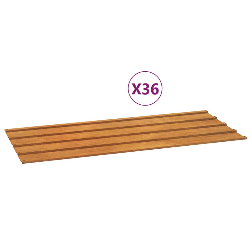 vidaXL Dachplatten 36 Stk. Rostig 100x44 cm Cortenstahl | vidaXL.at