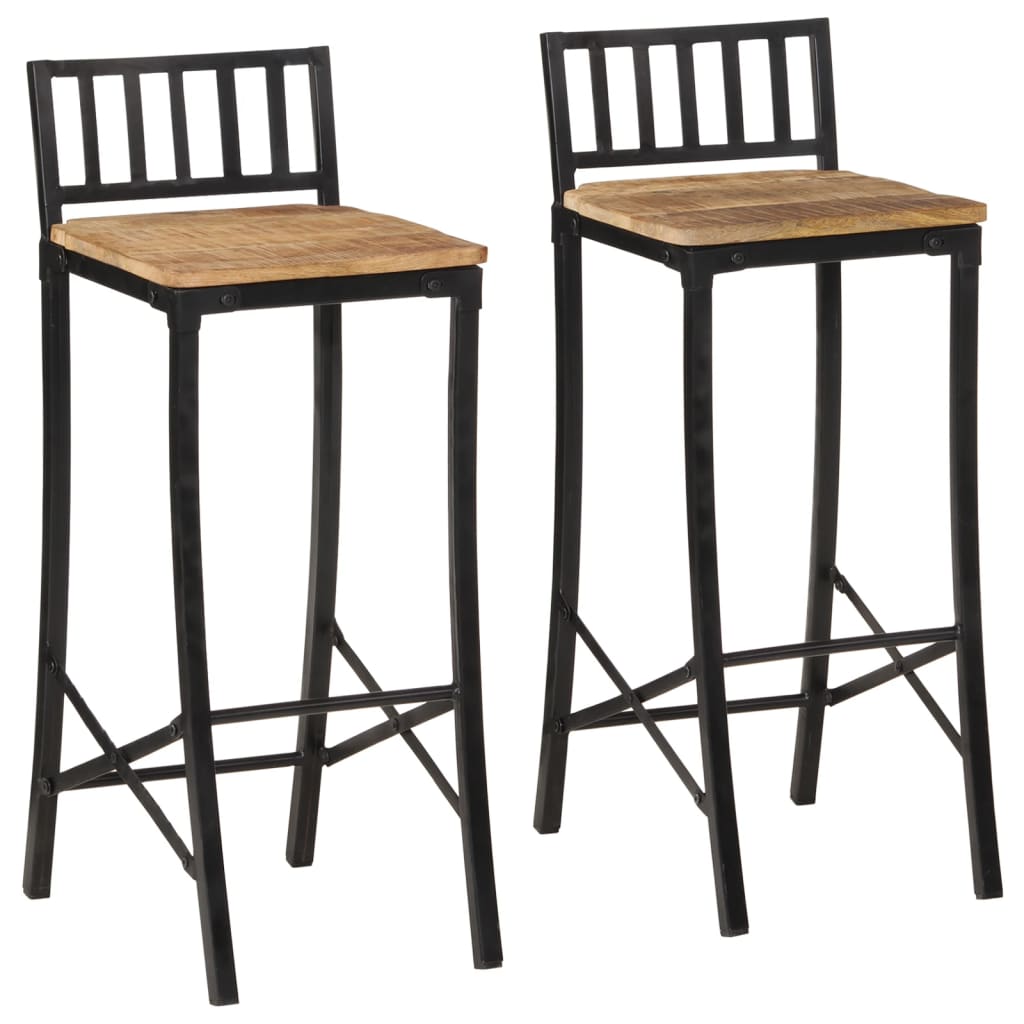 vidaXL Barstühle 2 Stk. Raues Massivholz Mango | vidaXL.at