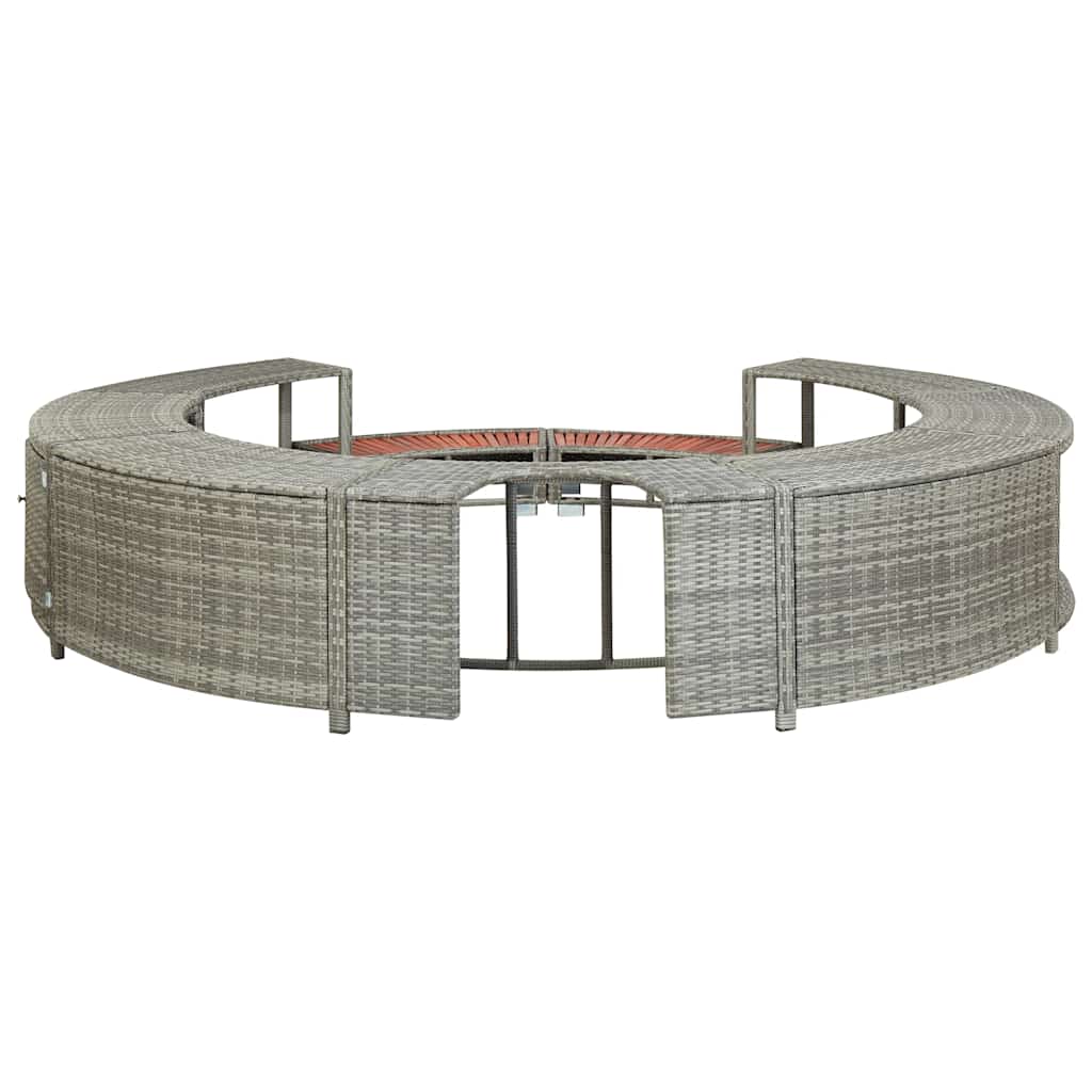vidaXL Whirlpool-Umrandung Grau Poly Rattan | vidaXL.at