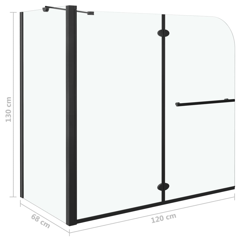 vidaXL Badewannenaufsatz 2-fach Faltbar ESG 120x68x130 cm Schwarz ...