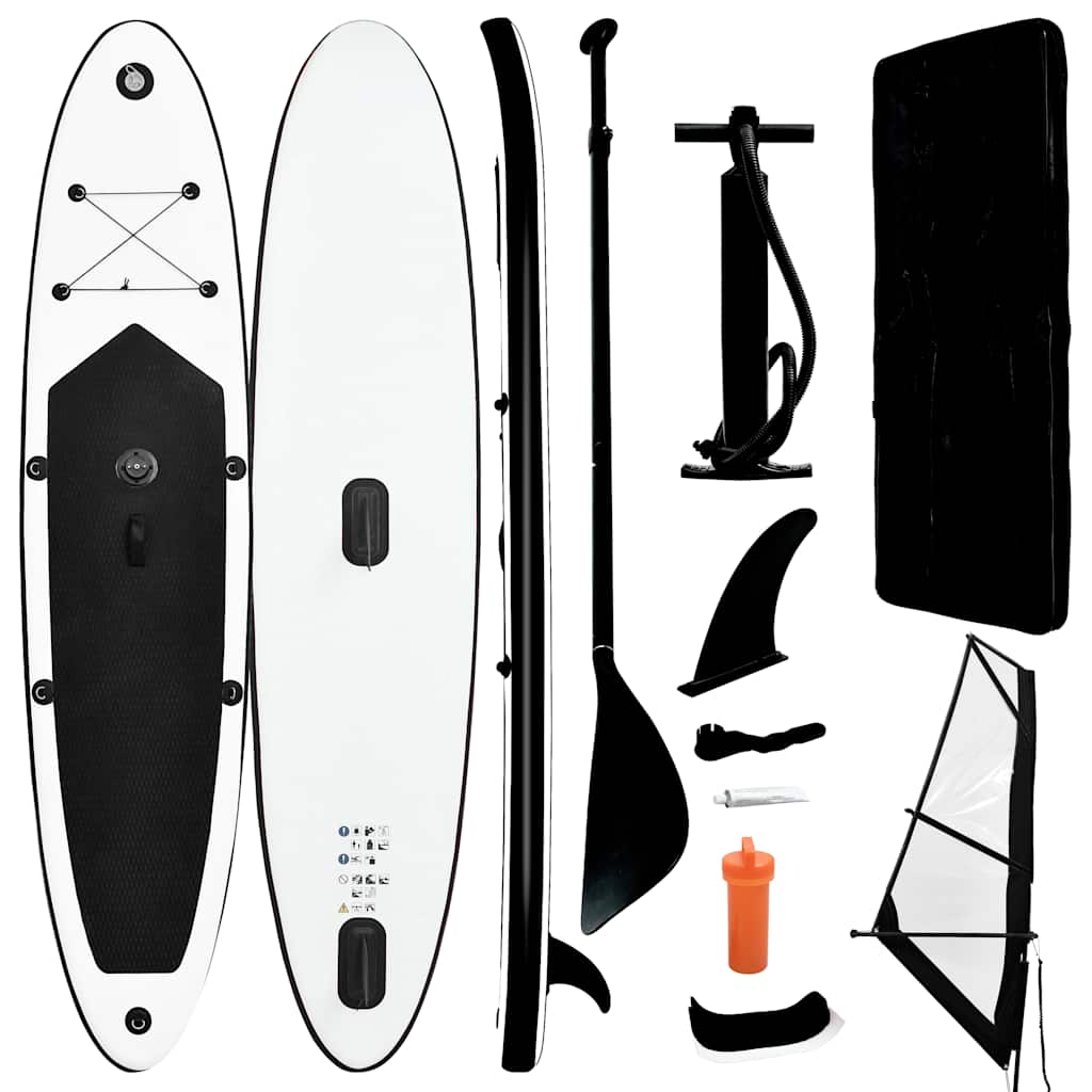 vidaXL Aufblasbares SUP-Board mit Segel Set Schwarz und Weiß | vidaXL.at
