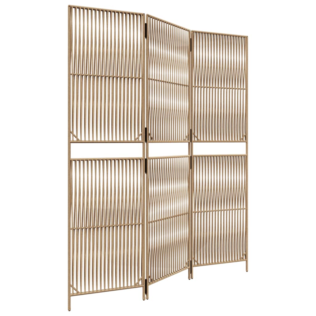 vidaXL Paravent 3-tlg. Beige Poly Rattan | vidaXL.at
